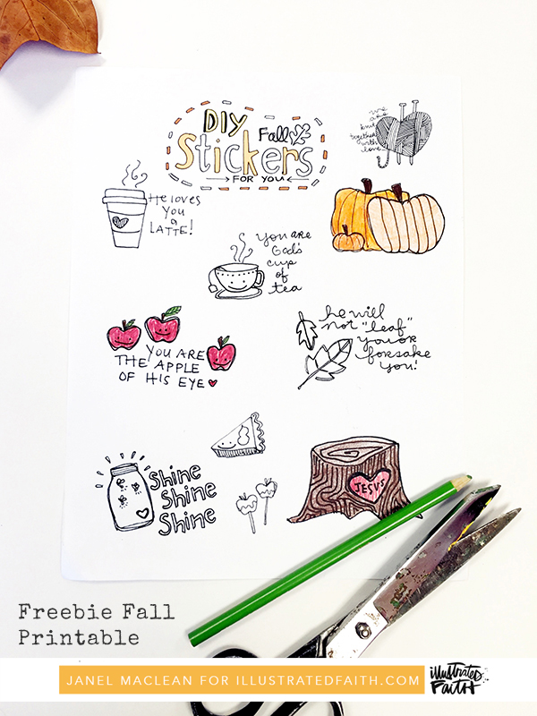 Janel MacLean | Freebie DIY Fall Stickers Printable - Illustrated Faith