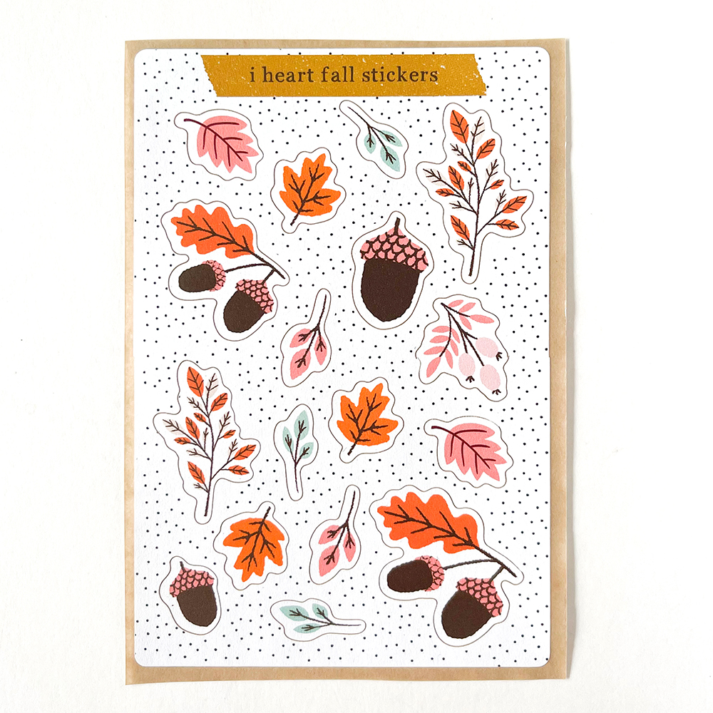 i heart fall stickers - Illustrated Faith